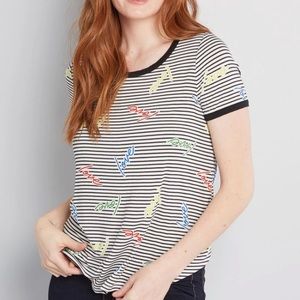 Modcloth | Tops | New Modcloth Black And White Love Print Stripe Tshirt ...